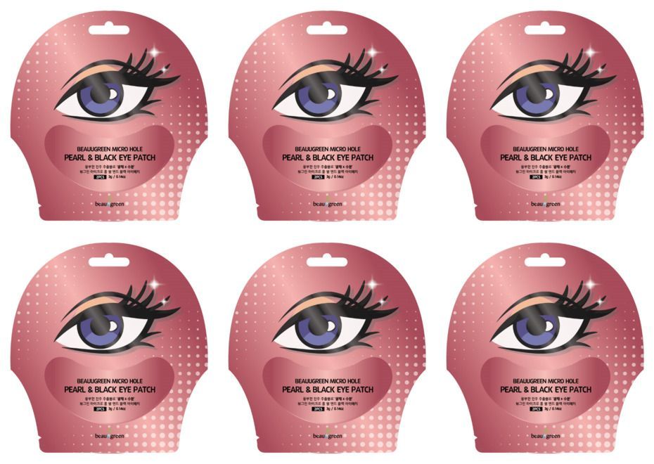 Beauugreen Маска-патч Micro Hole Pearl & Black Eye Patch, 30 гр 6 шт