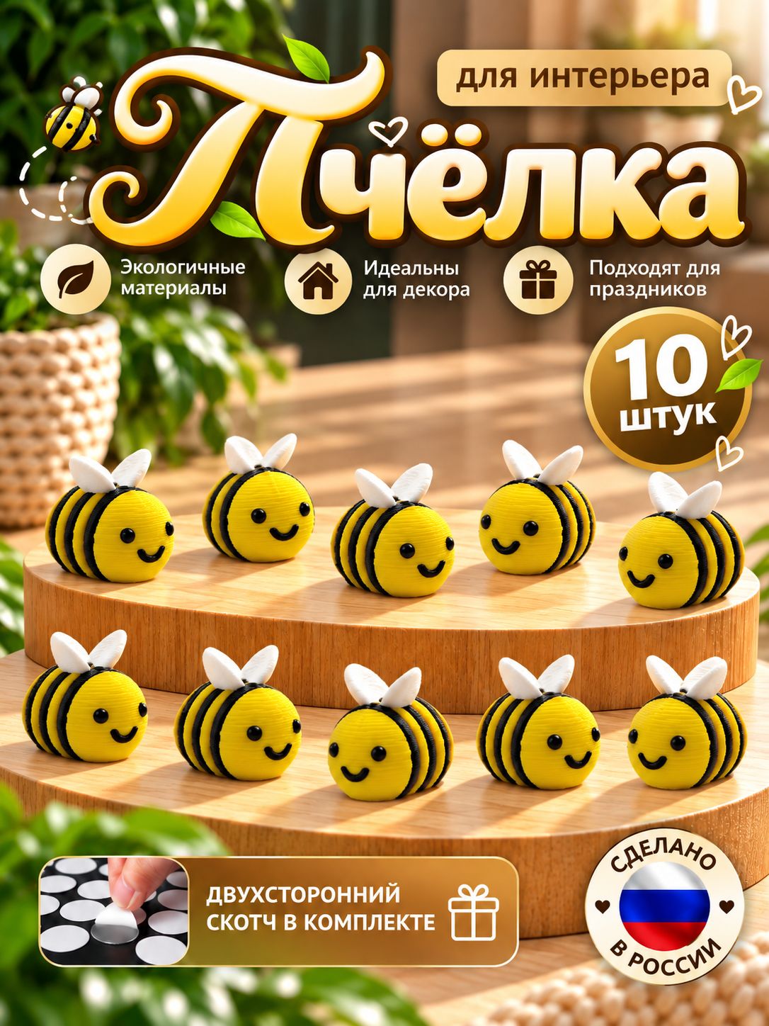 Пчелка для интерьера 10шт