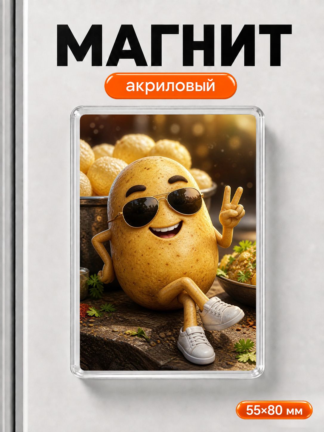 Магнит на холодильник "Картошка", прикольный магнитик