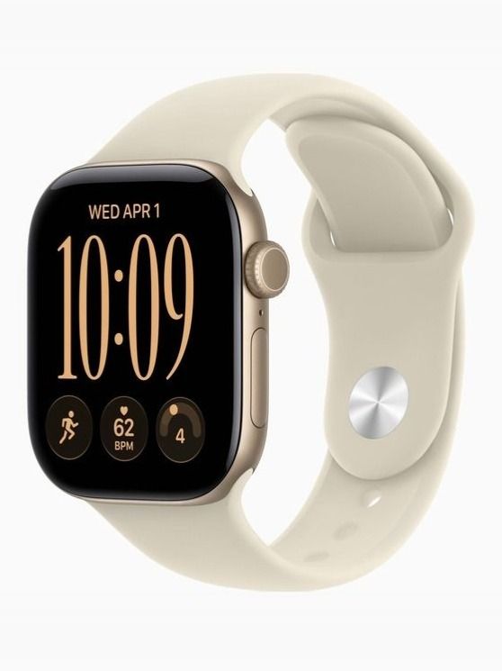 Умные часы Apple Watch S12 GPS 46mm Light Gold Aluminium Case with Sand Sport Band - M/L (MJEP4)