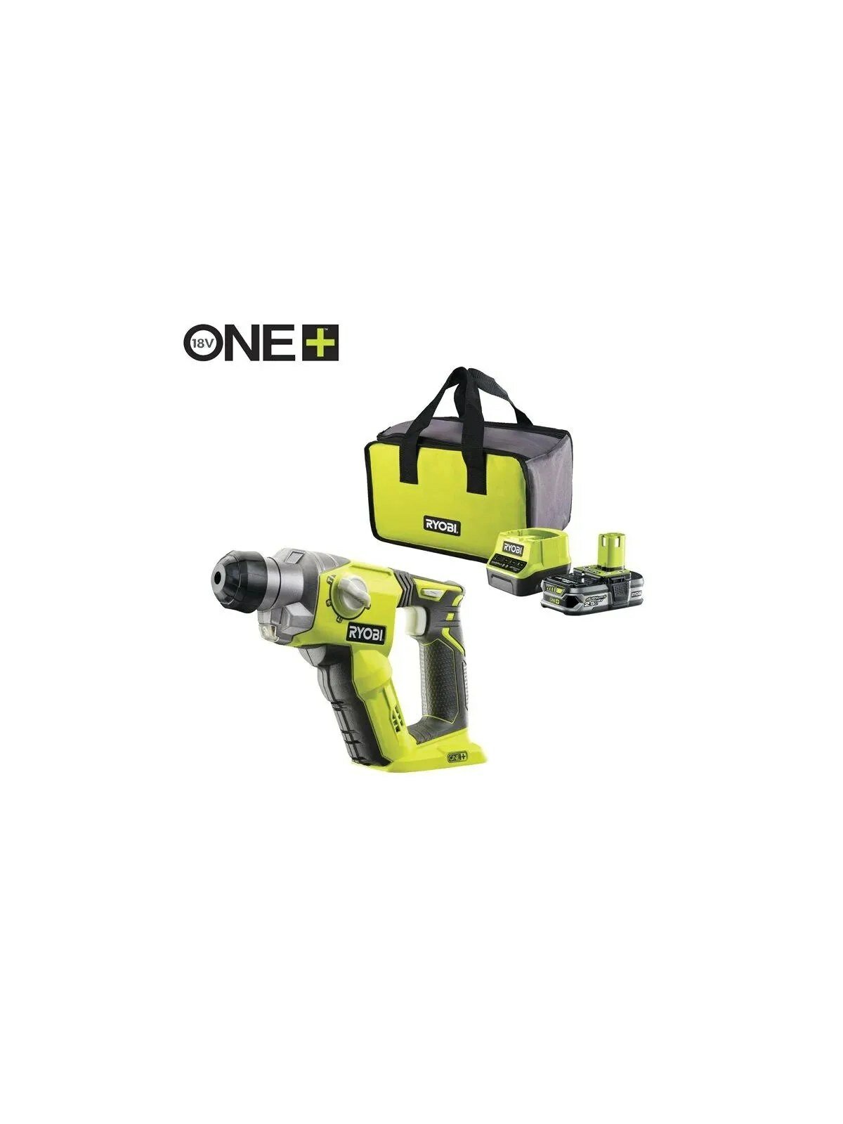 Аккумуляторная Бесщеточная дрель Ryobi R18SDS-125S SDS+, 18 В, 15 Нм, 1300 об/мин, АКБ 1х2.5Ач и ЗУ, арт. 5133003818