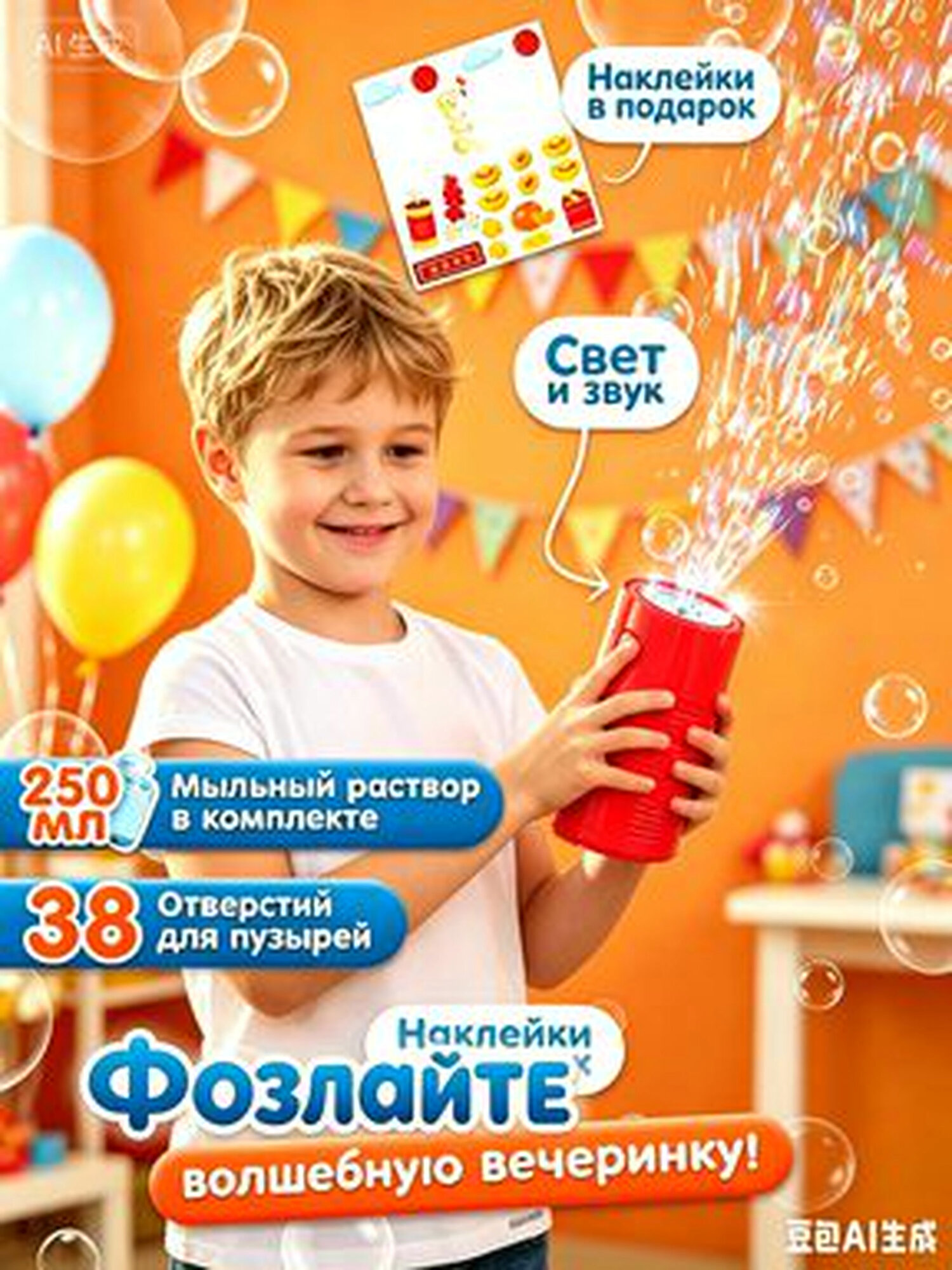 Генератор мыльных пузырей фейерверк салют фонтан Пузырятор — информация о товаре в карточке