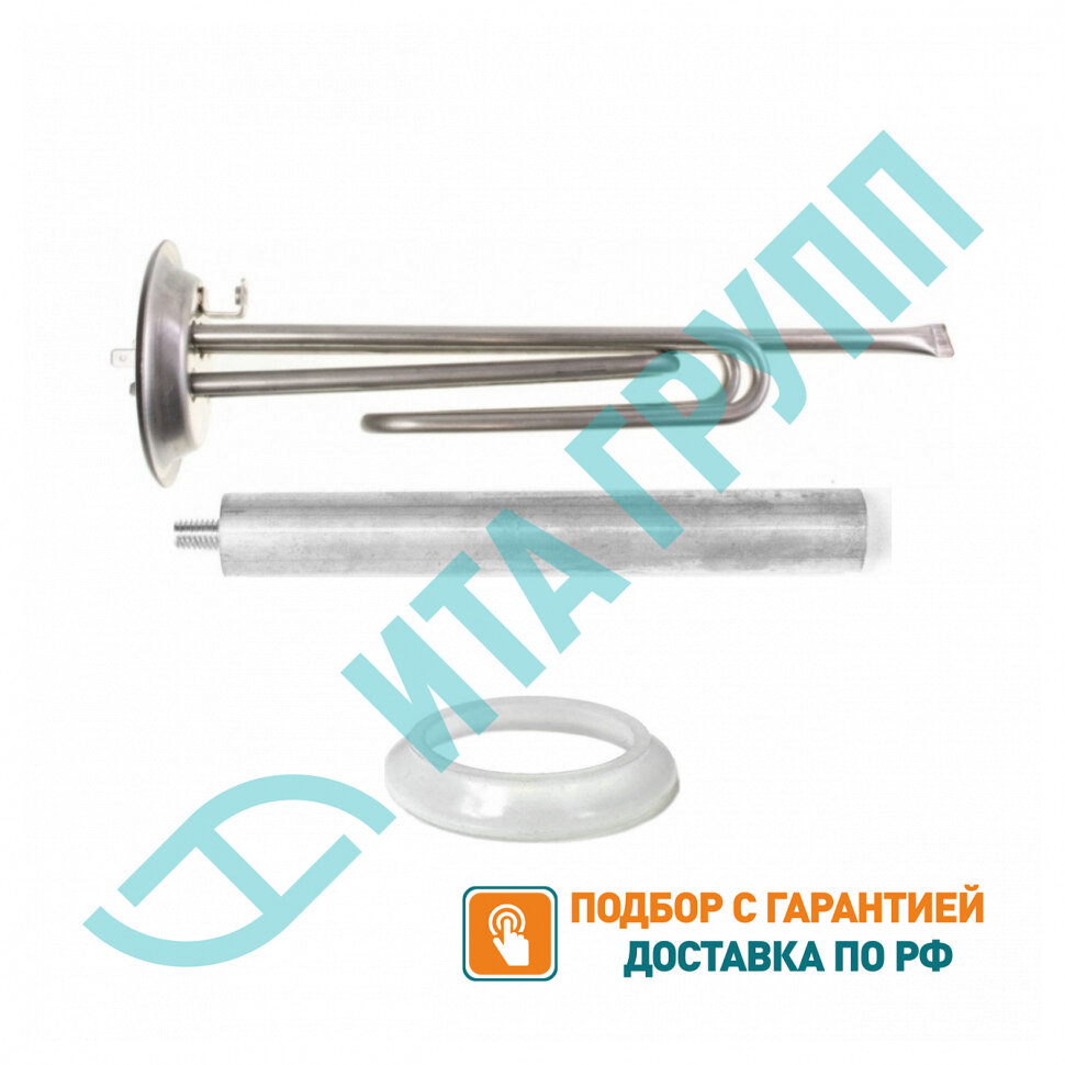 Комплект ТЭН 2кВт (2000Вт) RF для водонагревателя Thermex, Garanterm, под анод М6, фланец 92мм, нерж. + прокладка + анод, 10941G10K