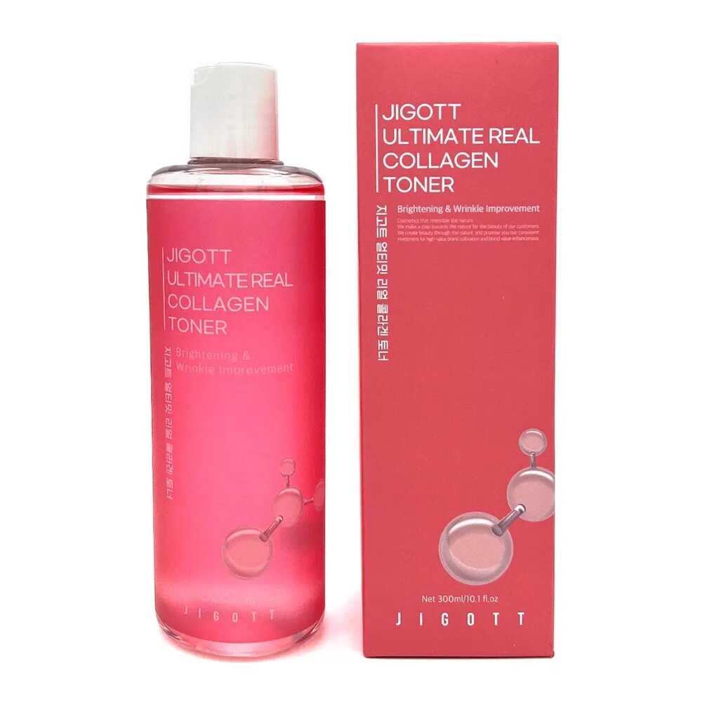 Jigott Тонер для лица антивозрастной с коллагеном, Корея, Ultimate Real Collagen Toner, 300 мл