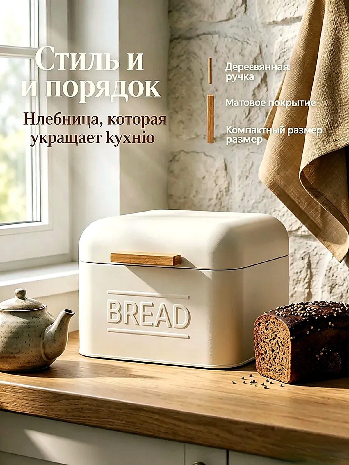 Хлебница, 19.5 см х 21 см х 14.5 см