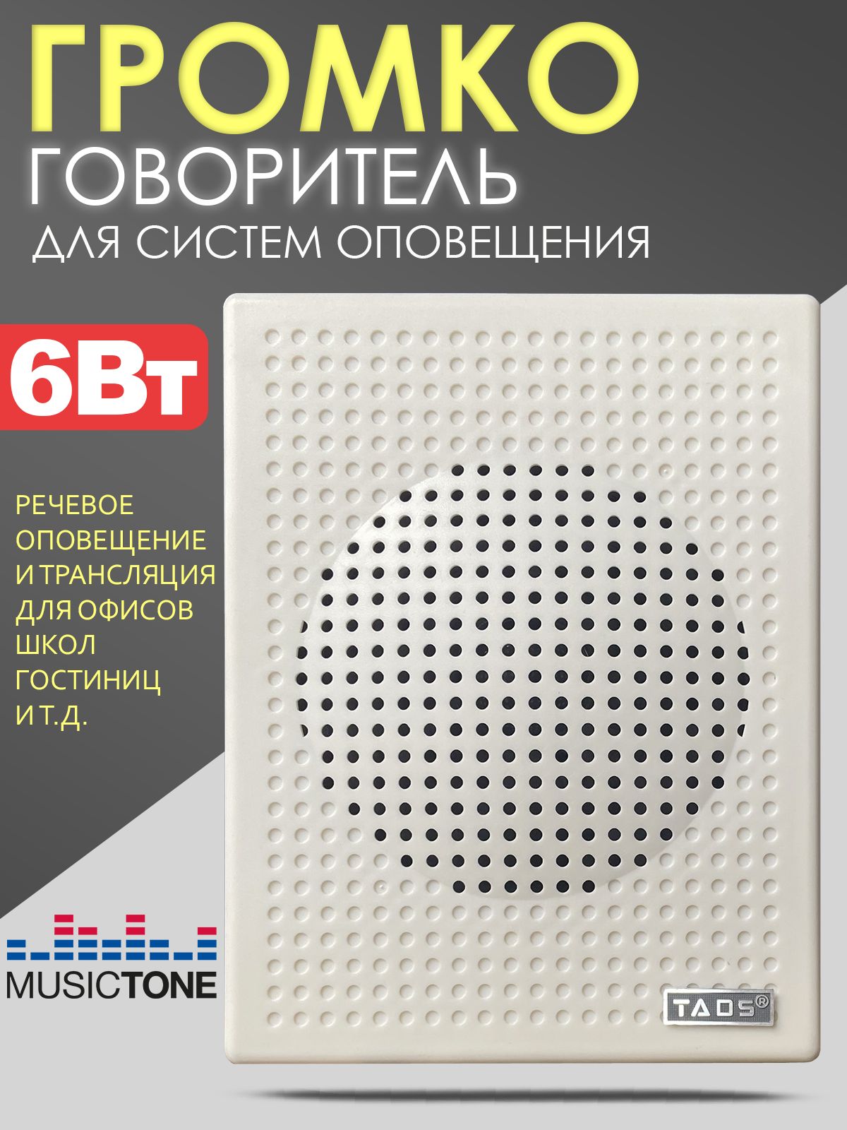Громкоговоритель настенный 6Вт, TADS DS-634