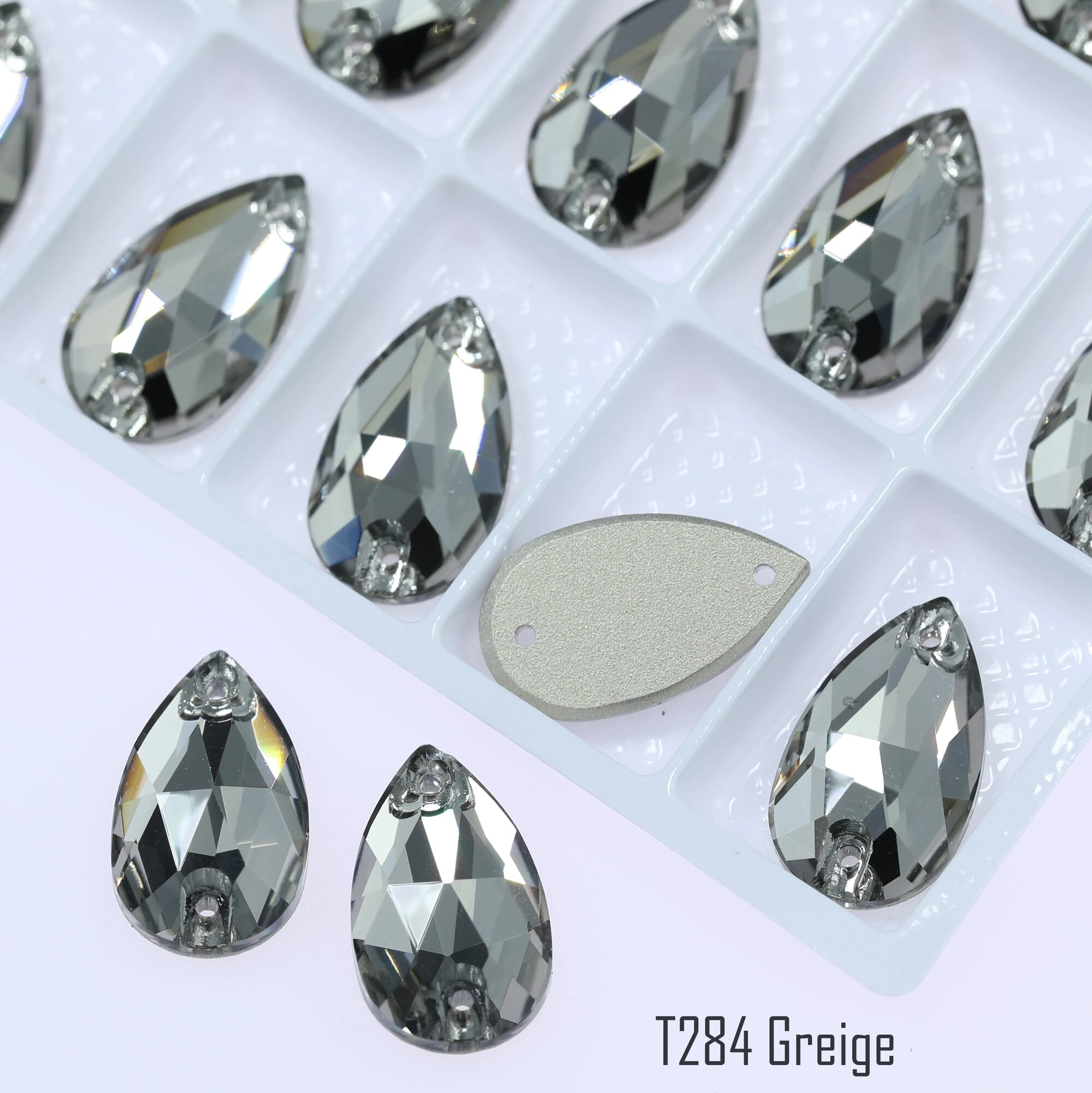 Стразы капли, стеклянные, для декора Серый, 36Pcs 10mm14mm, T284 Greige