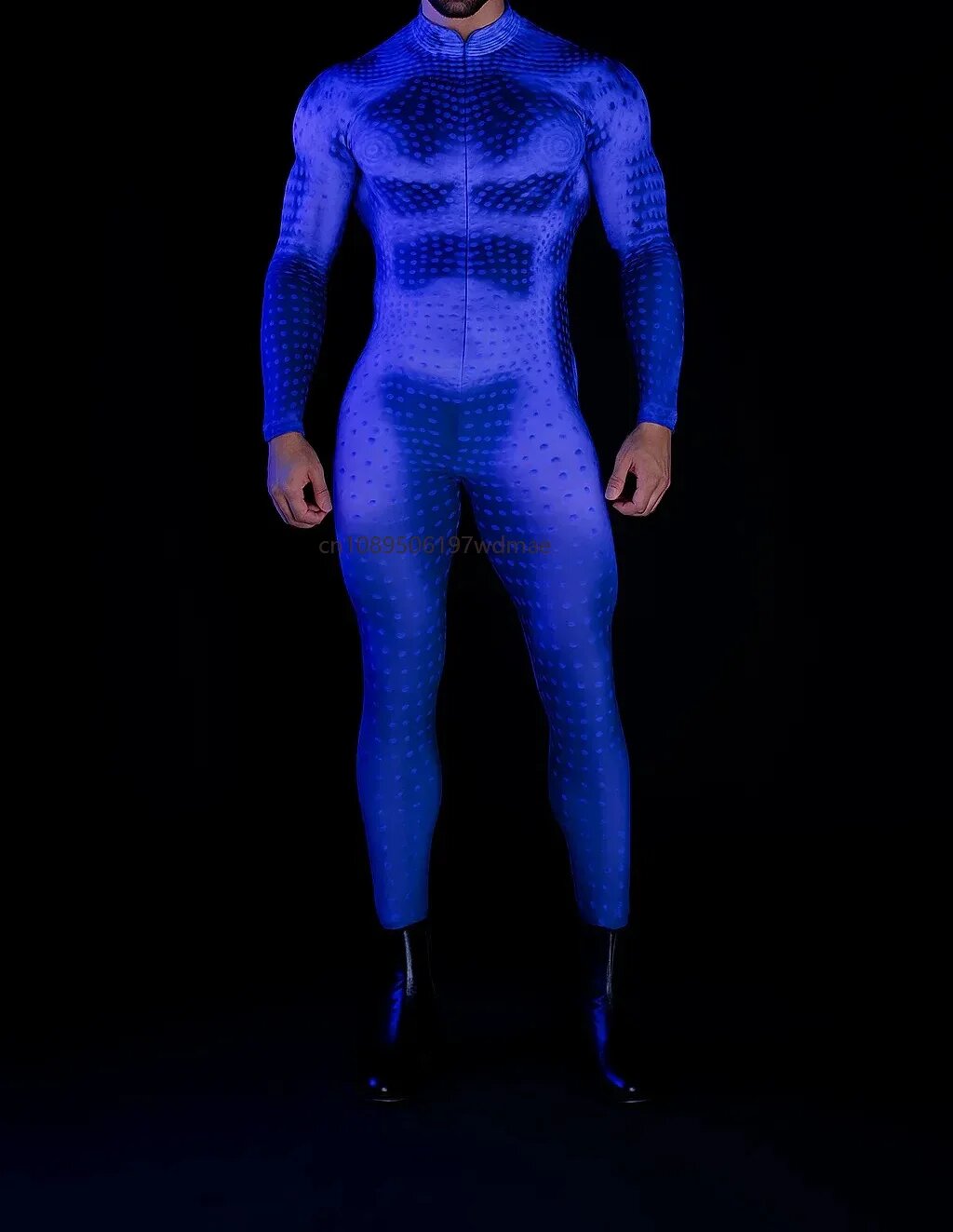 Мужской кибер-панк боди из полиэстера Синий, M, VV903-Not shiny