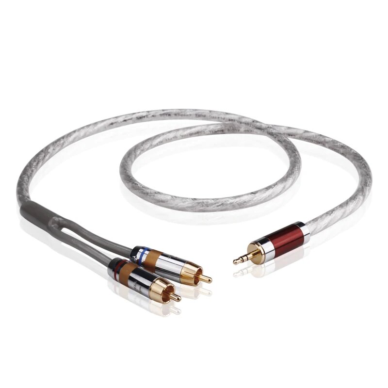 Аудиокабель 3.5 мм на 2 RCA, версия Ян Ян, мужской HiFi провод для колонок, 0.75м для телефона и компьютера