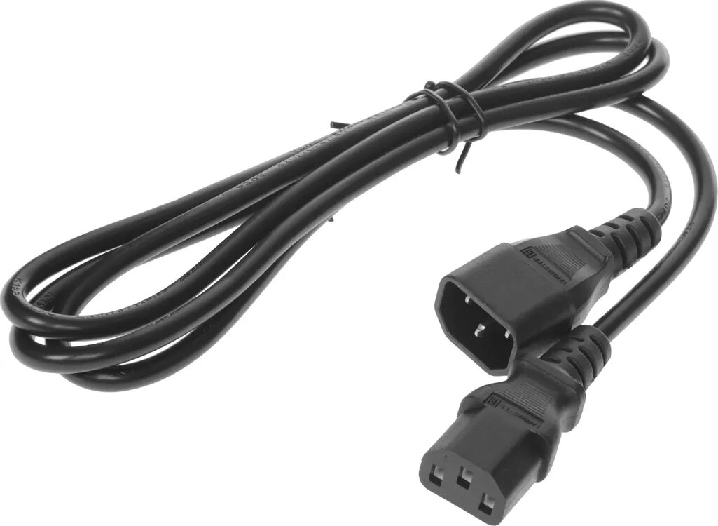Шнур питания Lanmaster (LAN-PP13/14-1.5-BK) C13-С14 проводник. 3x0.75мм2 1.5м 250В 10А (упак. 1шт) ч