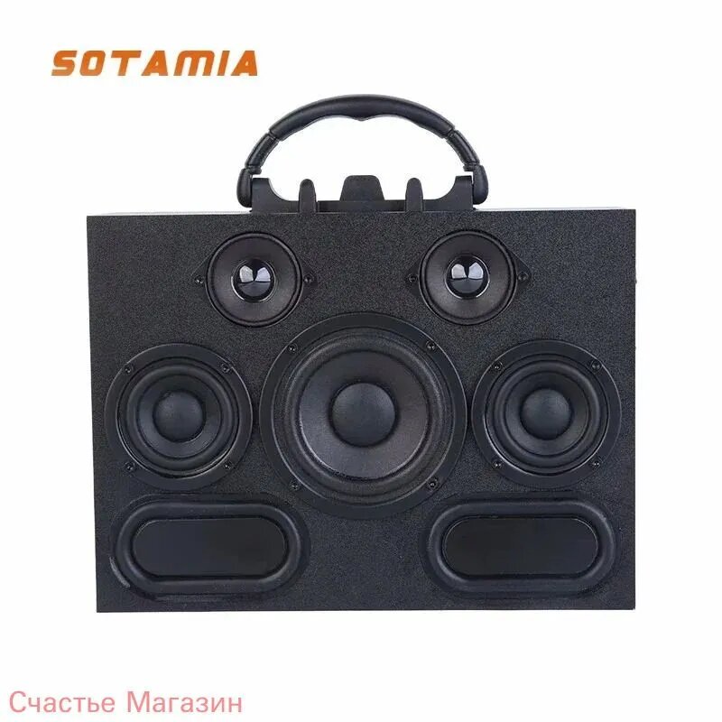 SOTAMIA 1Pcs Комбинация портативных динамиков Bluetooth с семью блоками, портативный сабвуфер в деревянном корпусе Hifi Stereo Audio