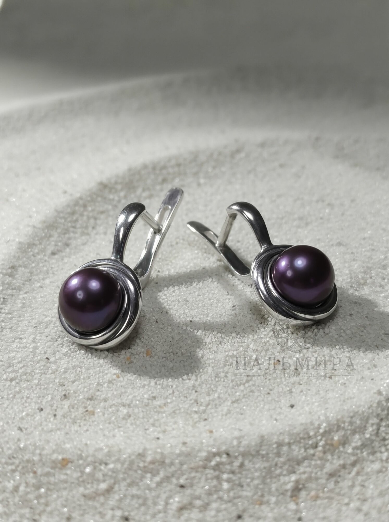 Серьги серебро, 925 проба, оксидирование, жемчуг культивированный
