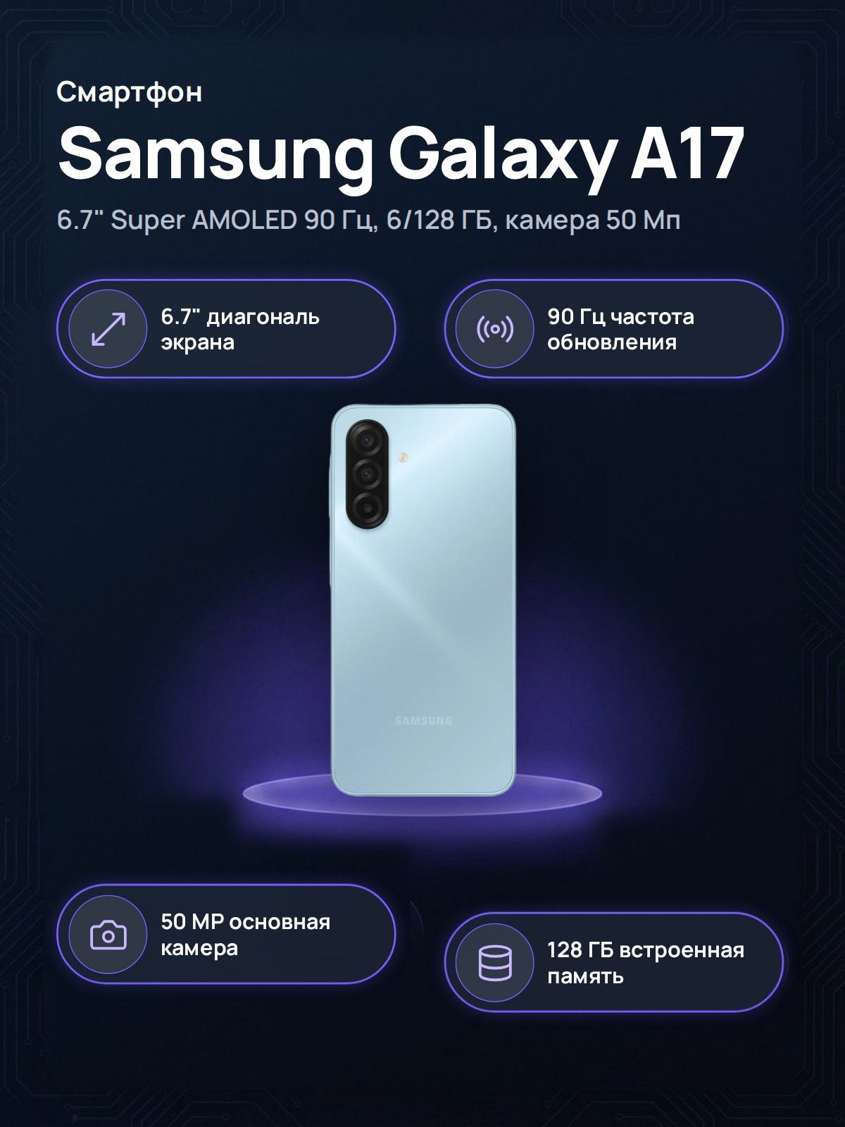 Смартфон Samsung SM-A175F/DS 6.7 дюйма, 6 ГБ, 128 ГБ