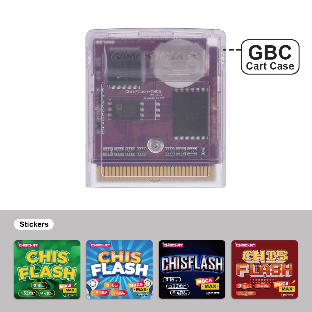 CHISCART флеш-картридж Gameboy GBC GBA SRAM GBCCase TRNSMPL