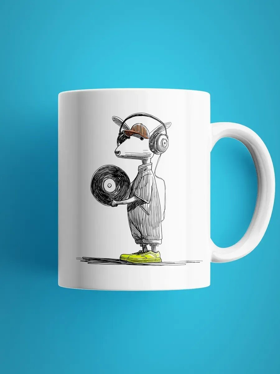 Кружка керамическая TOP CUP, Овечка, белая, 330 мл, для чая и кофе