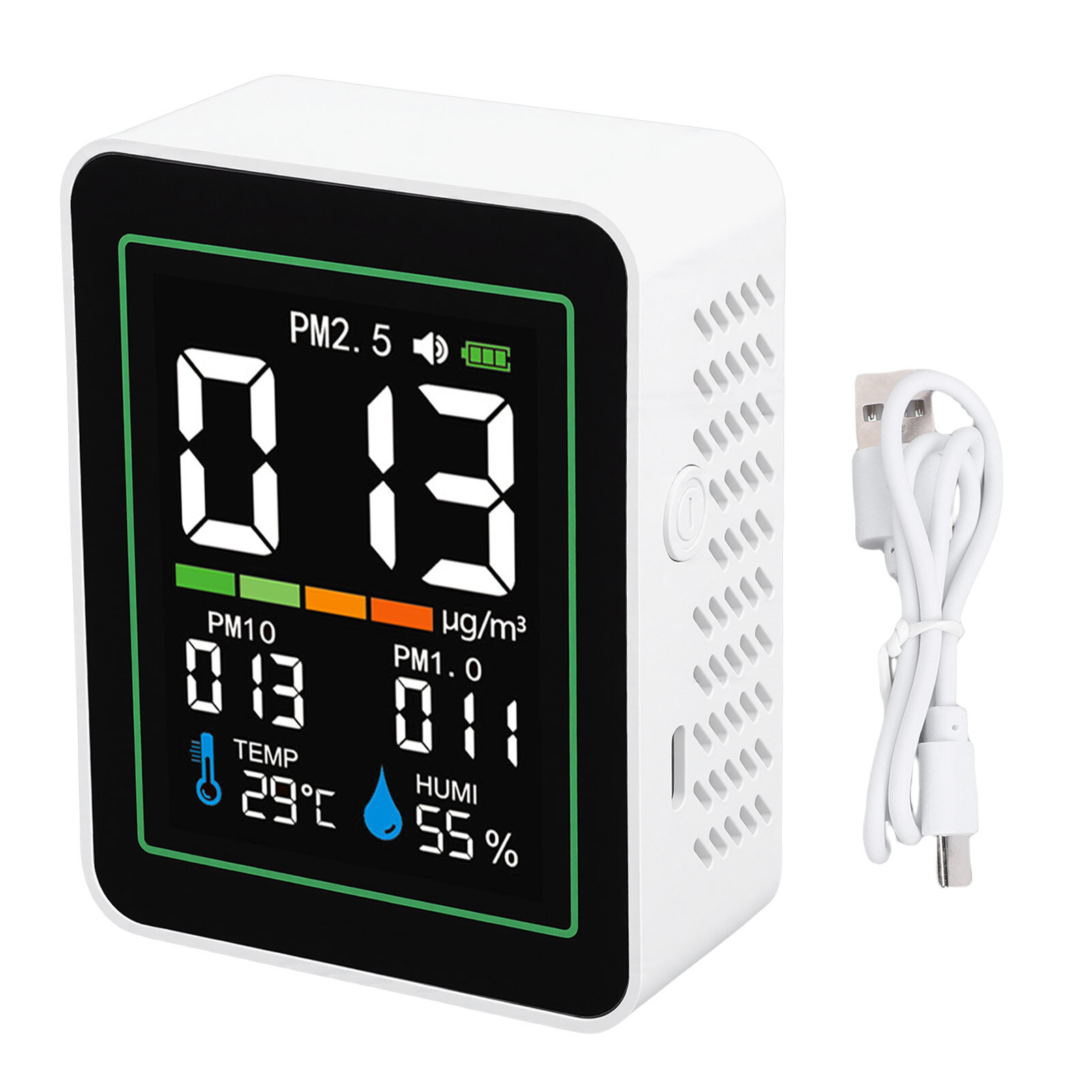 Датчик качества воздуха, 5 в 1, с USB зарядкой, для дома, с сенсором PM2.5, PM10, влажности и температуры