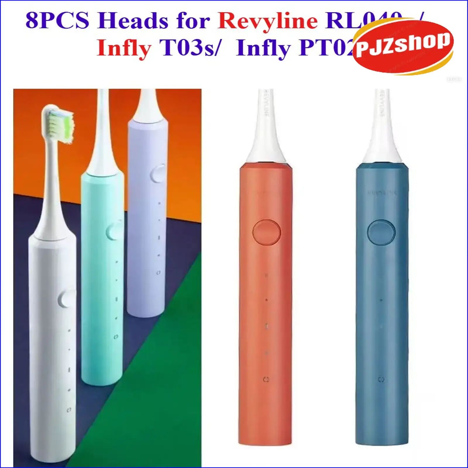 Сменные насадки для электрической щетки Revyline RL040, комплект из 8 шт, для моделей Infly T03s и PT02, качественный уход для подростков-Новинка
