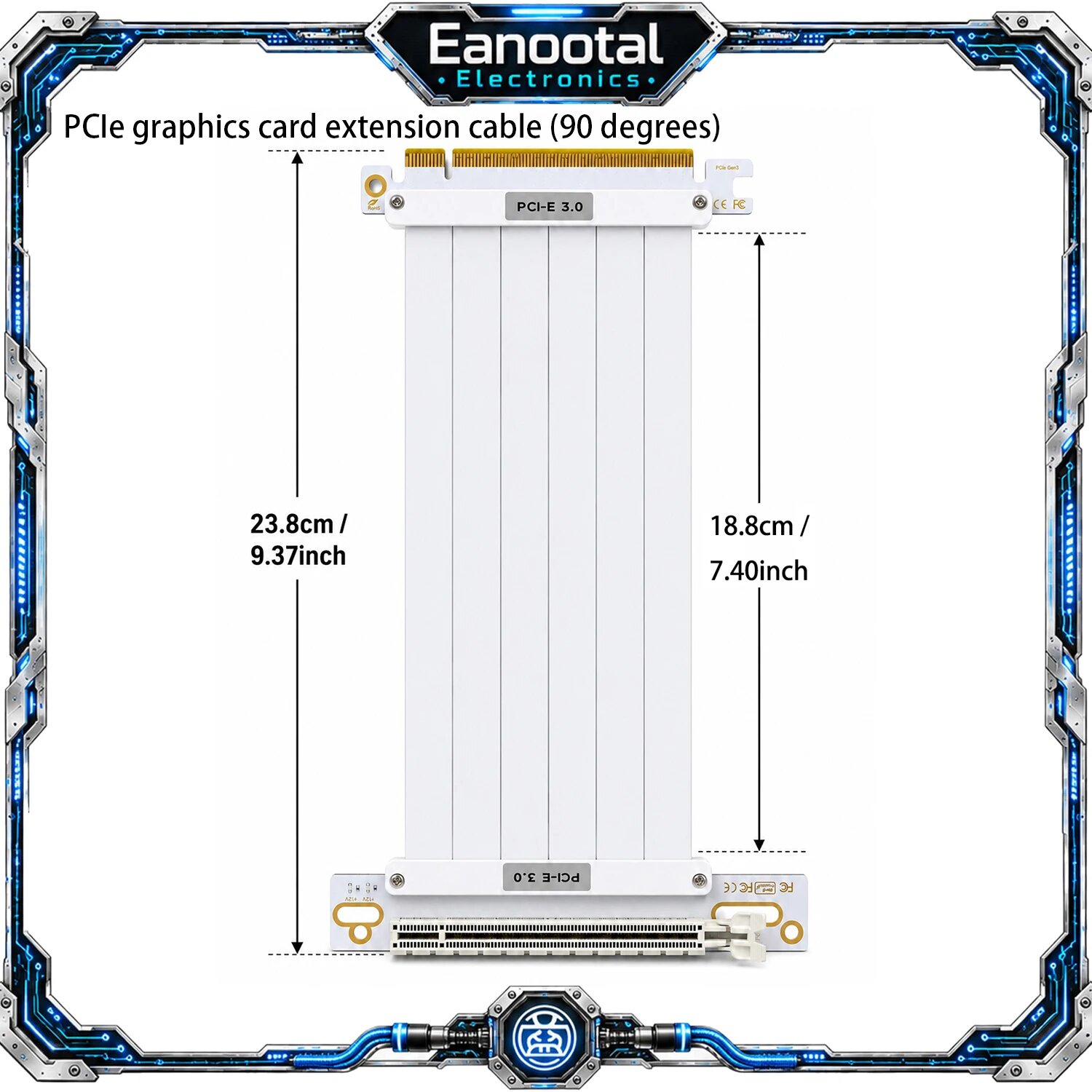 Кабель-удлинитель PCIe 3.0x16 White 20cm (7.87in)