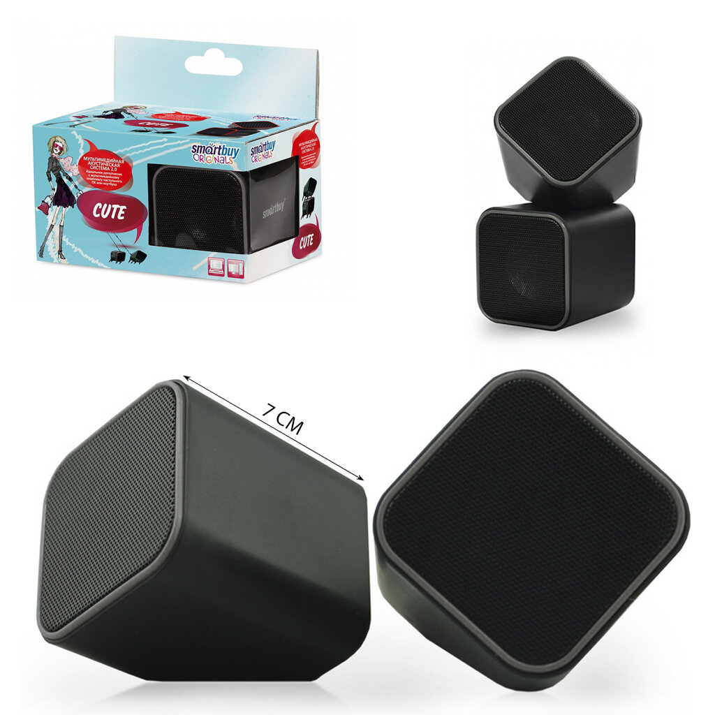 Колонки мультимедийные SmartBuy CUTE , мощность 6Вт, USB, черно-серые (SBA-2570)