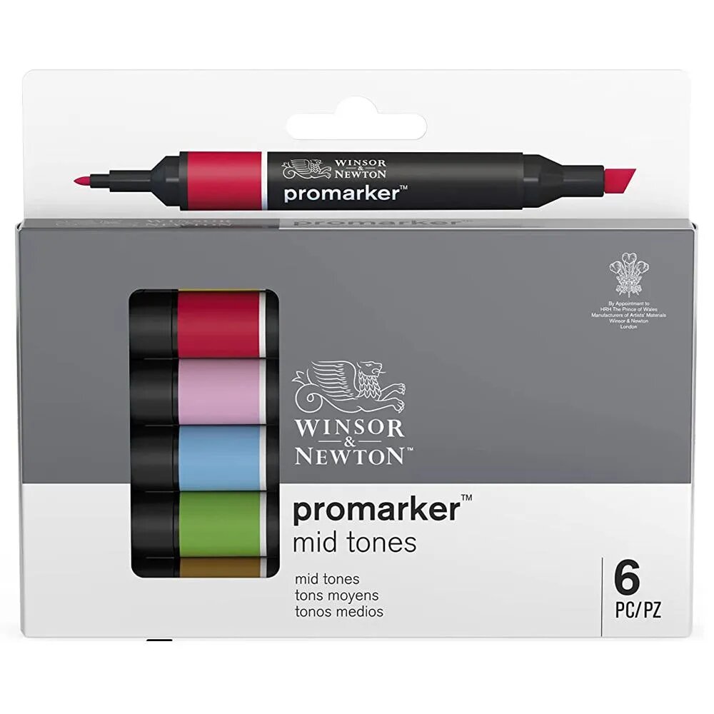 Winsor&Newton Набор маркеров Спиртовой, толщина: 6 мм, 6 шт. для скетчинга, для граффити