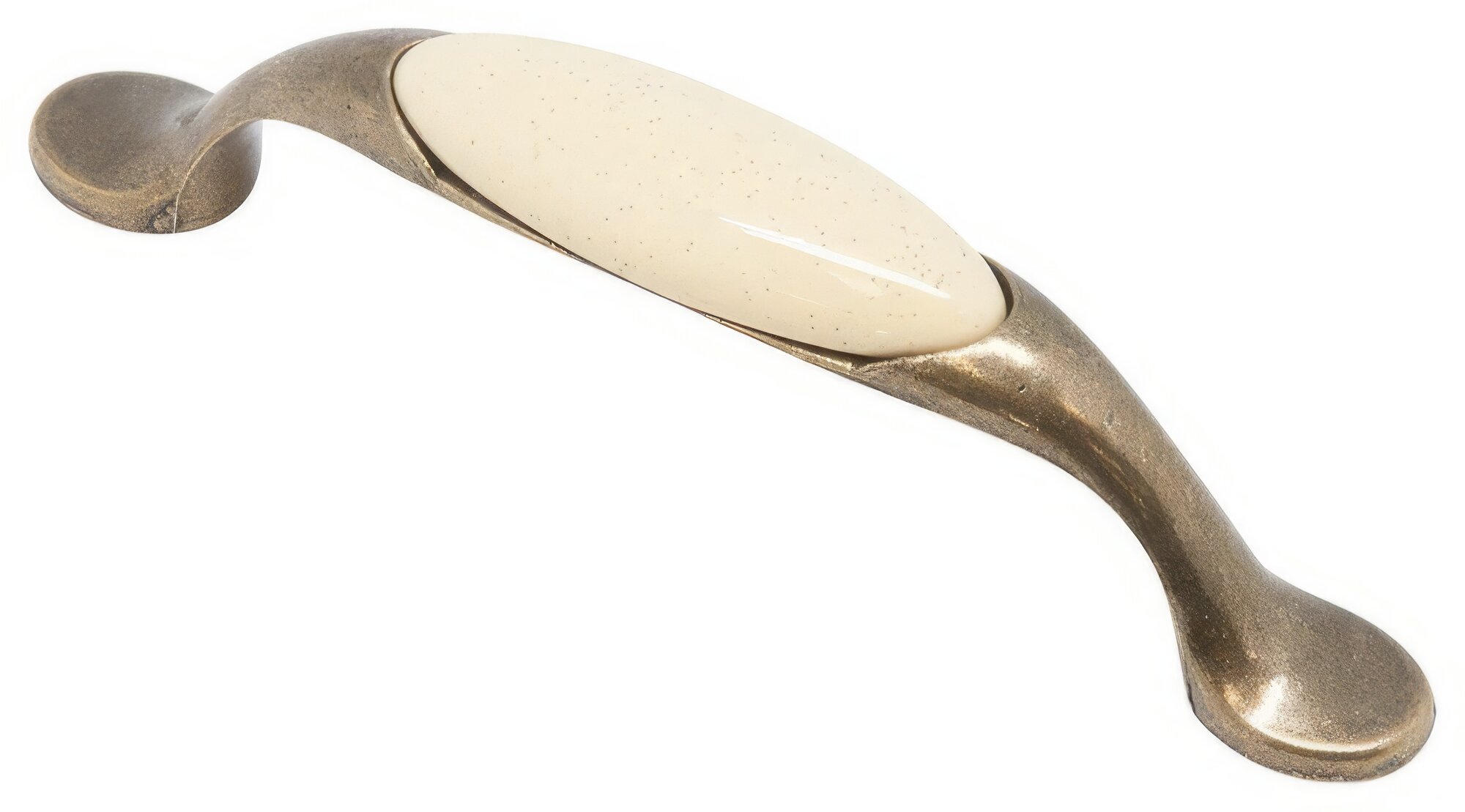 Ручка-скоба мебельная Kerron Ceramic 131 мм металлическая с фарфоровой вставкой оксидированная бронза (SF02-05-96 OAB)