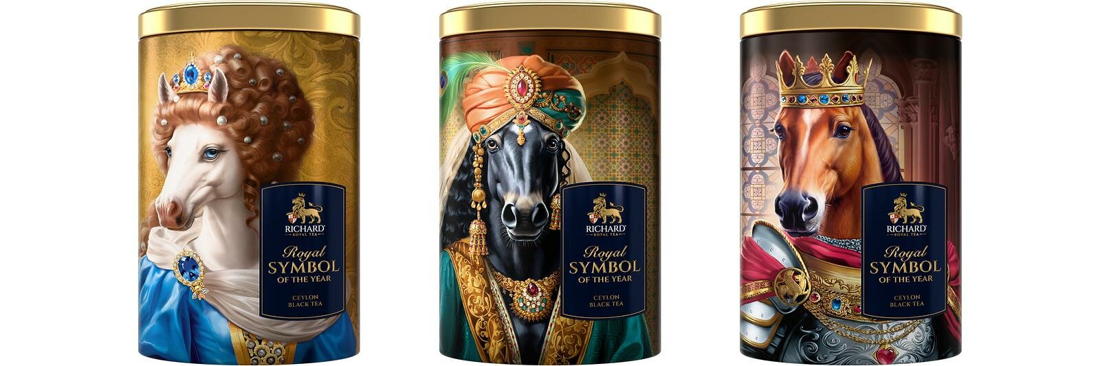 Упаковка из 12 банок Чай черный Richard Symbol of the Year Лошадь 80г