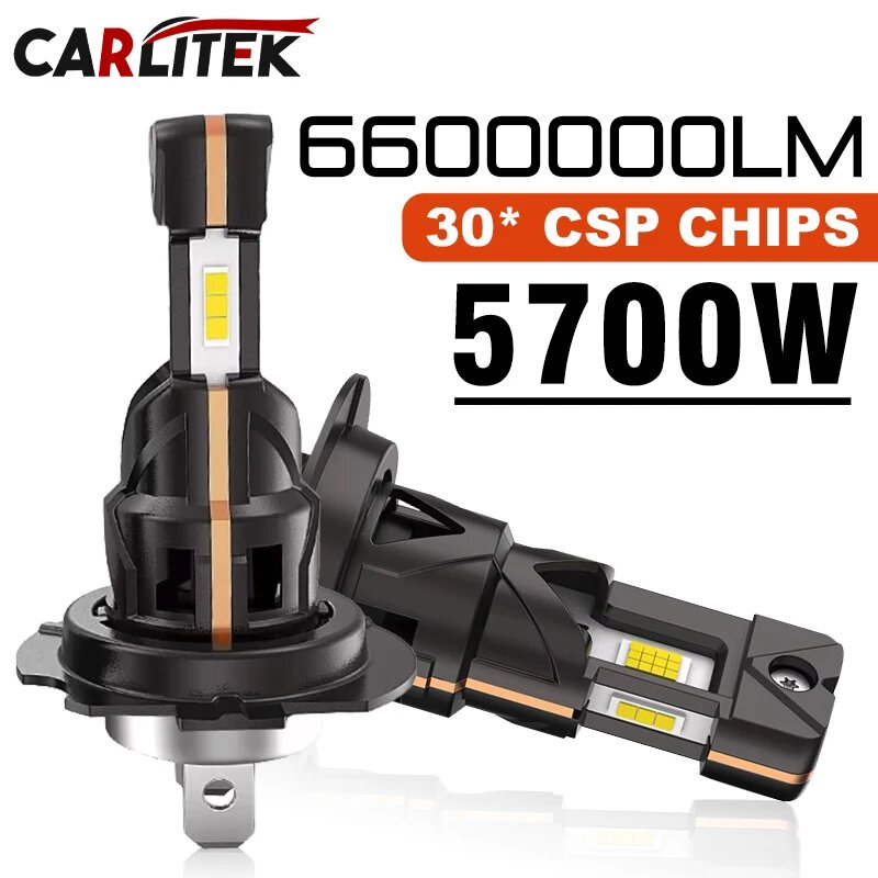 Трехсторонние светодиодные лампы H7 Turbo 6500W CANBUS, мини-фары 1:1 размера, беспроводные автомобильные светодиодные лампы H4 H7 с вентилятором, 6000K, б