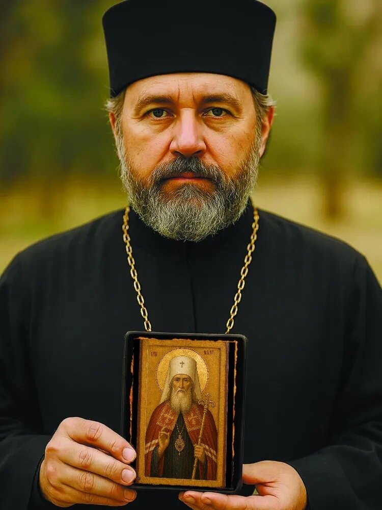 Икона Святитель Филарет Киевский, на дереве, 10×12 см, освящённая
