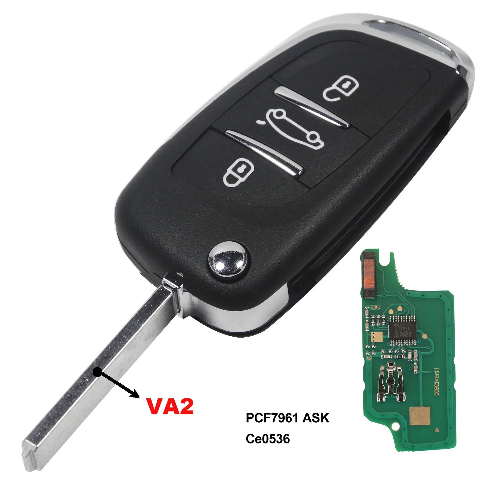 Jingyuqin CE0536 ключ VA2 3BTN PCF7961 ASK