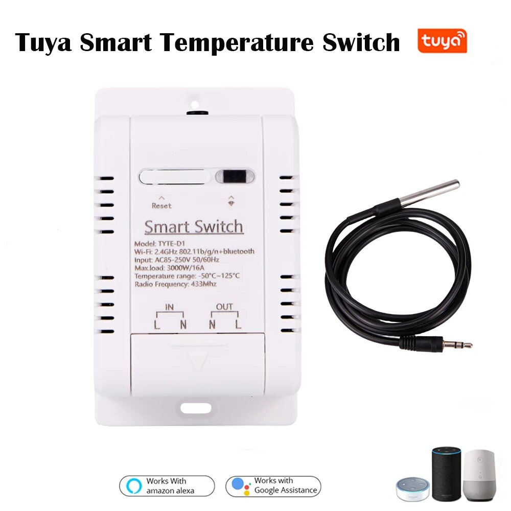 Умный Wi-Fi выключатель FD TH16 Tuya smart switch