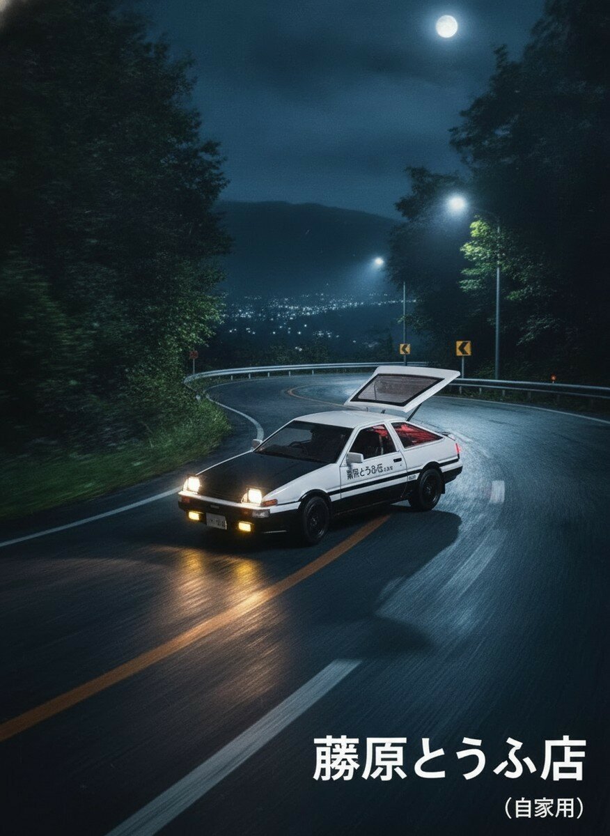Ночник Initial D Toyota AE86 с прозрачным куполом и LED подсветкой, Свет теплый белый, управление механическое