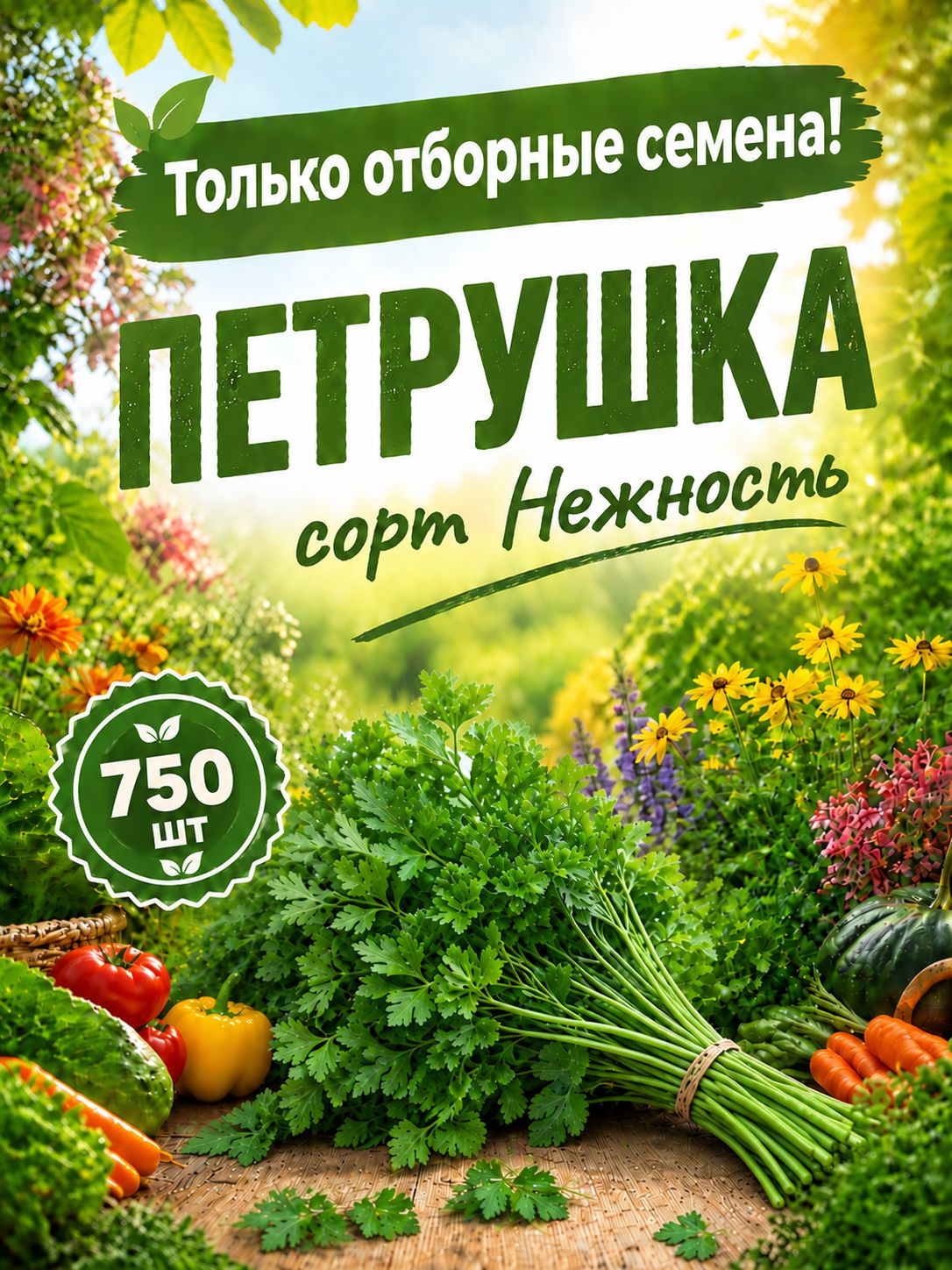 Семена петрушки Нежность - нежные листья, деликатный вкус, до 2,2 кг с квадратного метра