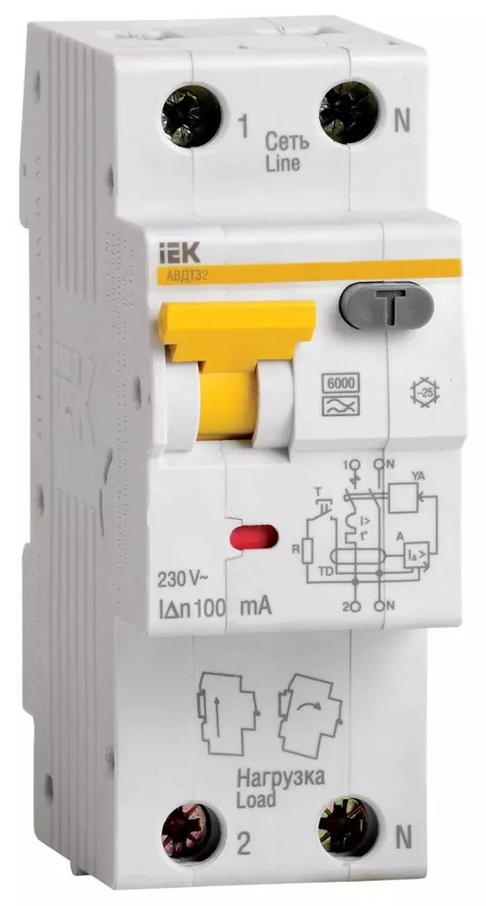 Дифавтомат 1P+N C 16А 30мА тип A IEK АВДТ-32 MAD22-5-016-C-30