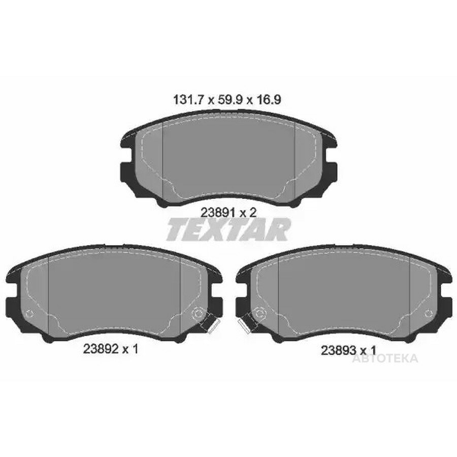 Колодки передние с противошумной пластиной Q+ HYUNDAI TUCSON/SONATA/ELANTRA KIA SPORTAGE/MAGENTI TEXTAR 2389101 TEXTAR 2389101