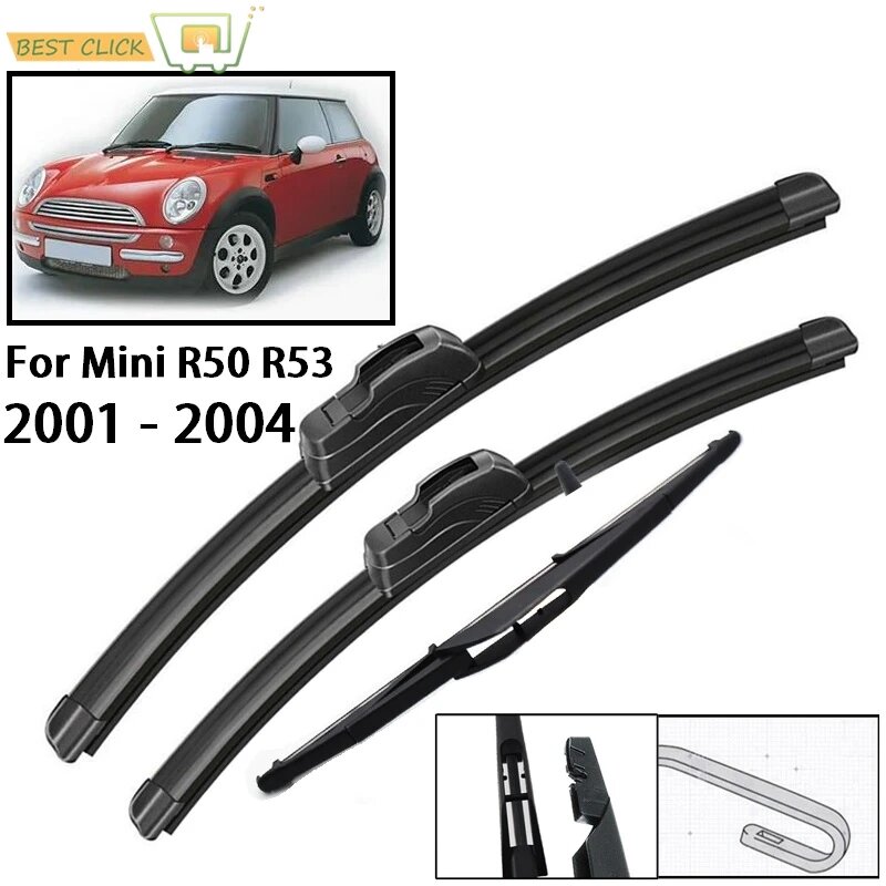 Комплект щеток стеклоочистителя переднего и заднего стекла для BMW Mini Cooper S One D Hatch Hatchback R50 R53 2001 2002 2003 2004, щетки для окон