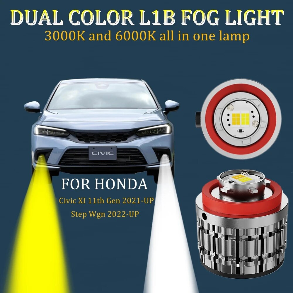 Двухцветные светодиодные противотуманные фары L1B 7000LM 3000K 6500K для Honda Civic 11-го поколения CR-V Step Wgn RP6/7/8 Accord Ridgeline