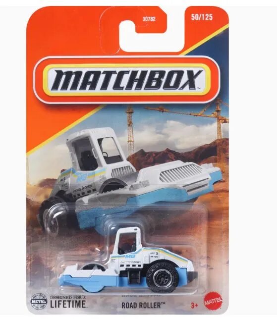 Игрушечная машинка Matchbox ROAD ROLLER (каток), масштаб 1/64, сплав и пластик