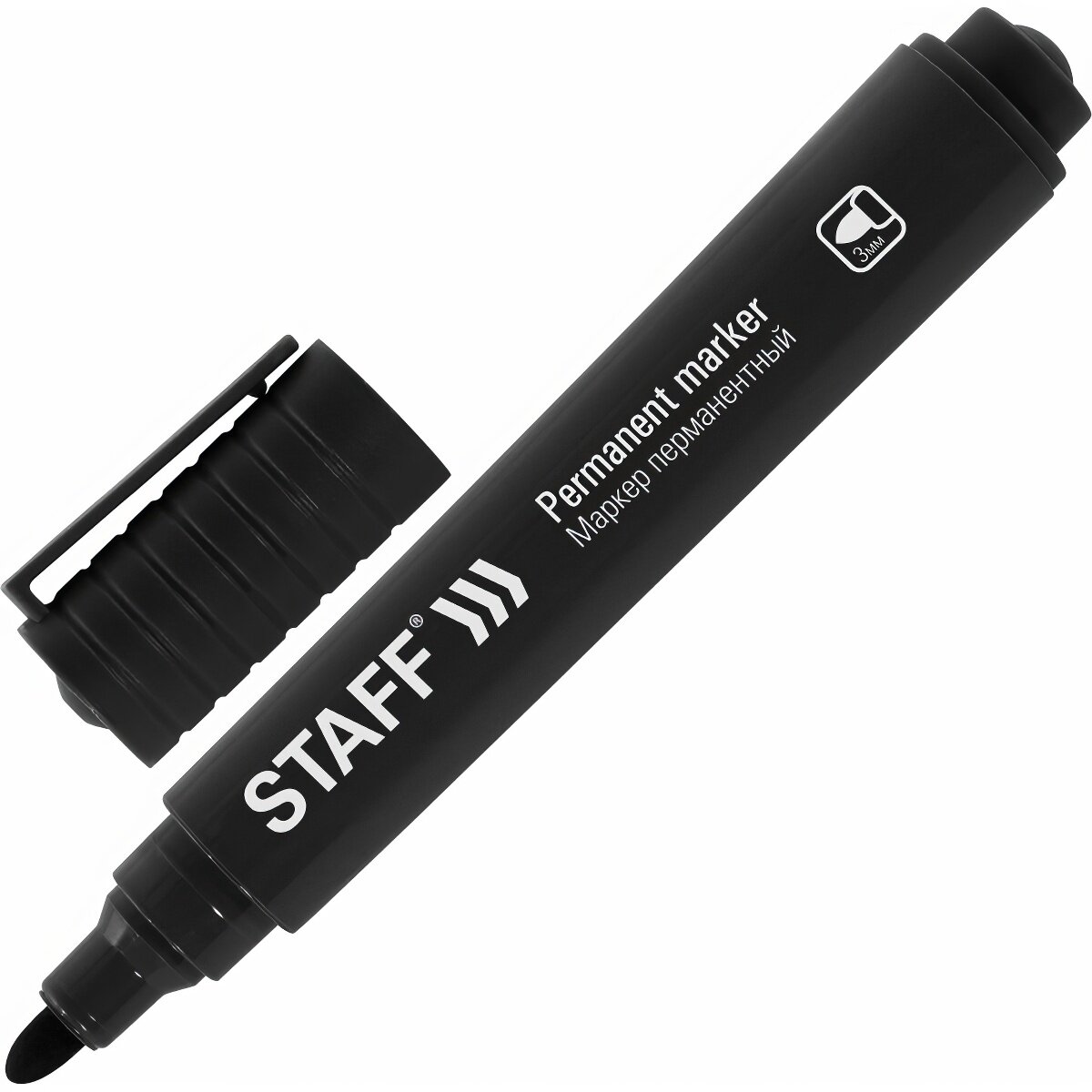 Перманентный маркер Staff Basic Budget Pm-125, черный, круглый наконечник 3 мм 12 шт 152174