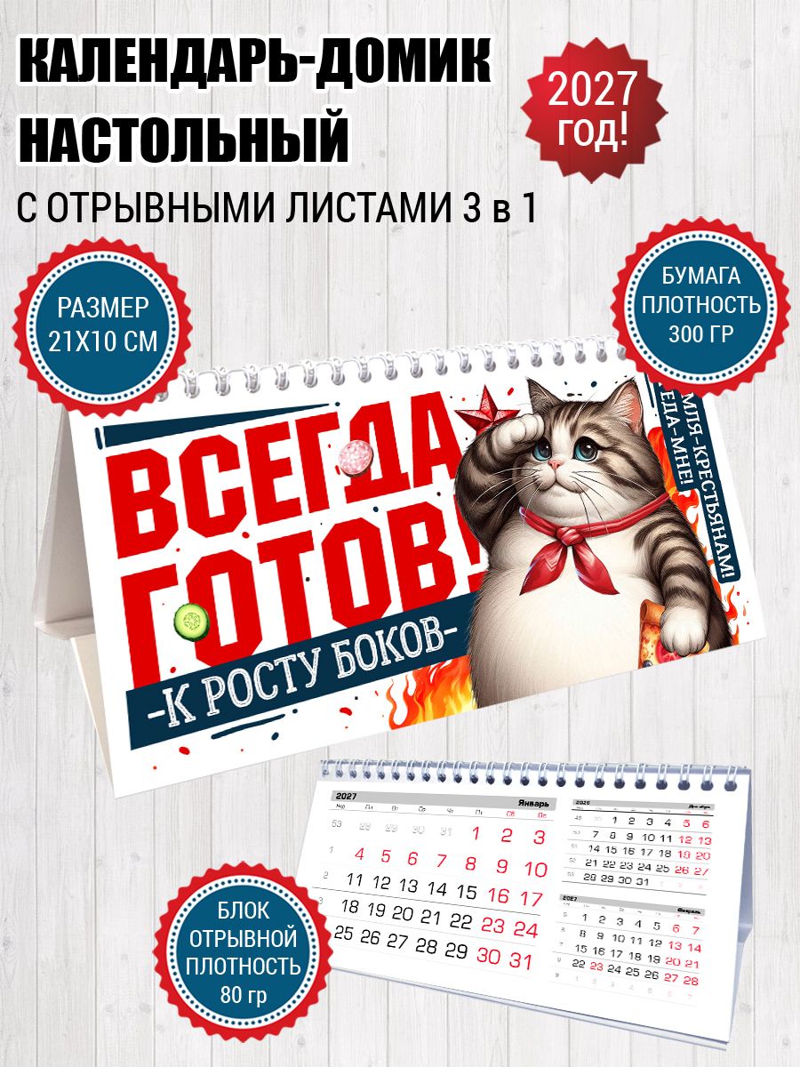 Календарь 2027 настольный всегда готов Котик