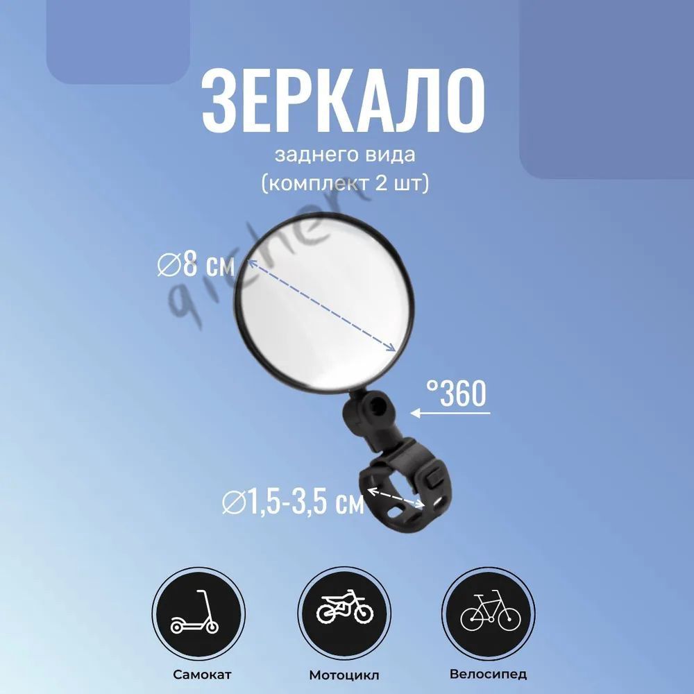 Комплект зеркал заднего вида на мотоцикл.
