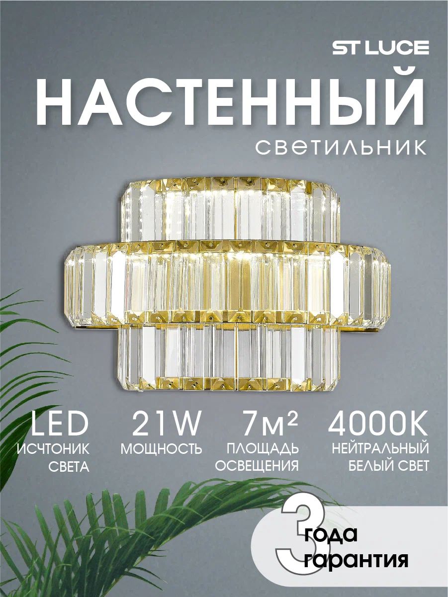 Светильник настенный ST LUCE цвет Прозрачный коллекция TIVOLI в стиле Modern цоколь LED ламп 1х21W, SL1622.311.01