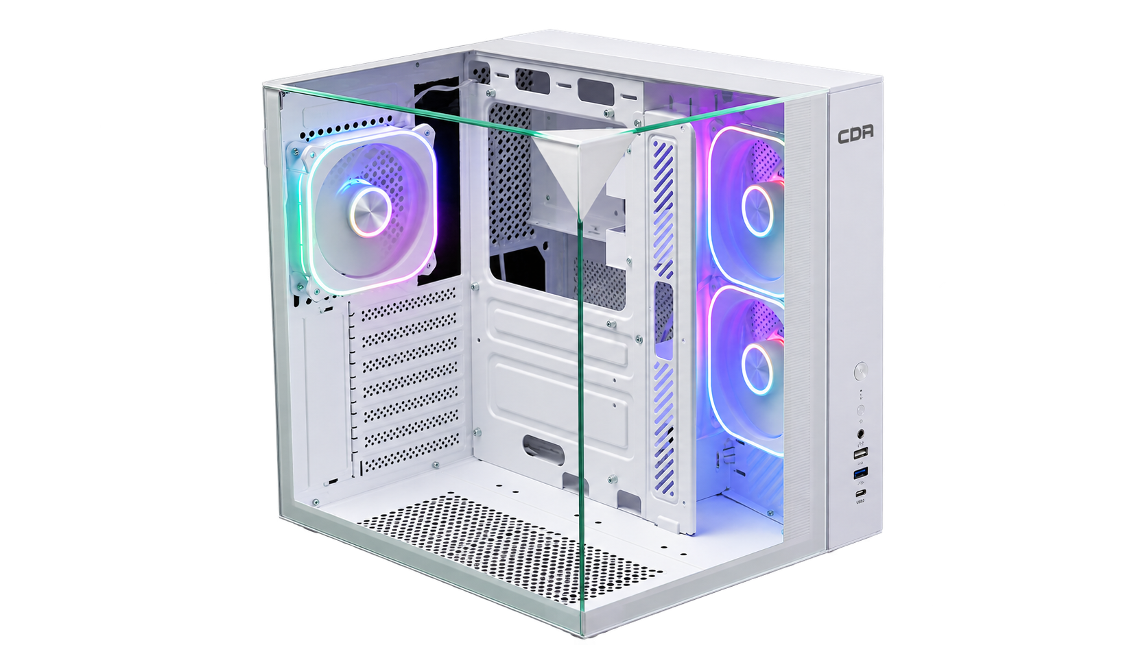 CBR Корпус ATX Cube X810WT, без БП, 1*USB Type-C, 1*USB 3.0, 2*USB 2.0, HD Audio+Mic, 3*fans, White [PCC-ATX-X810WT-WPSU]