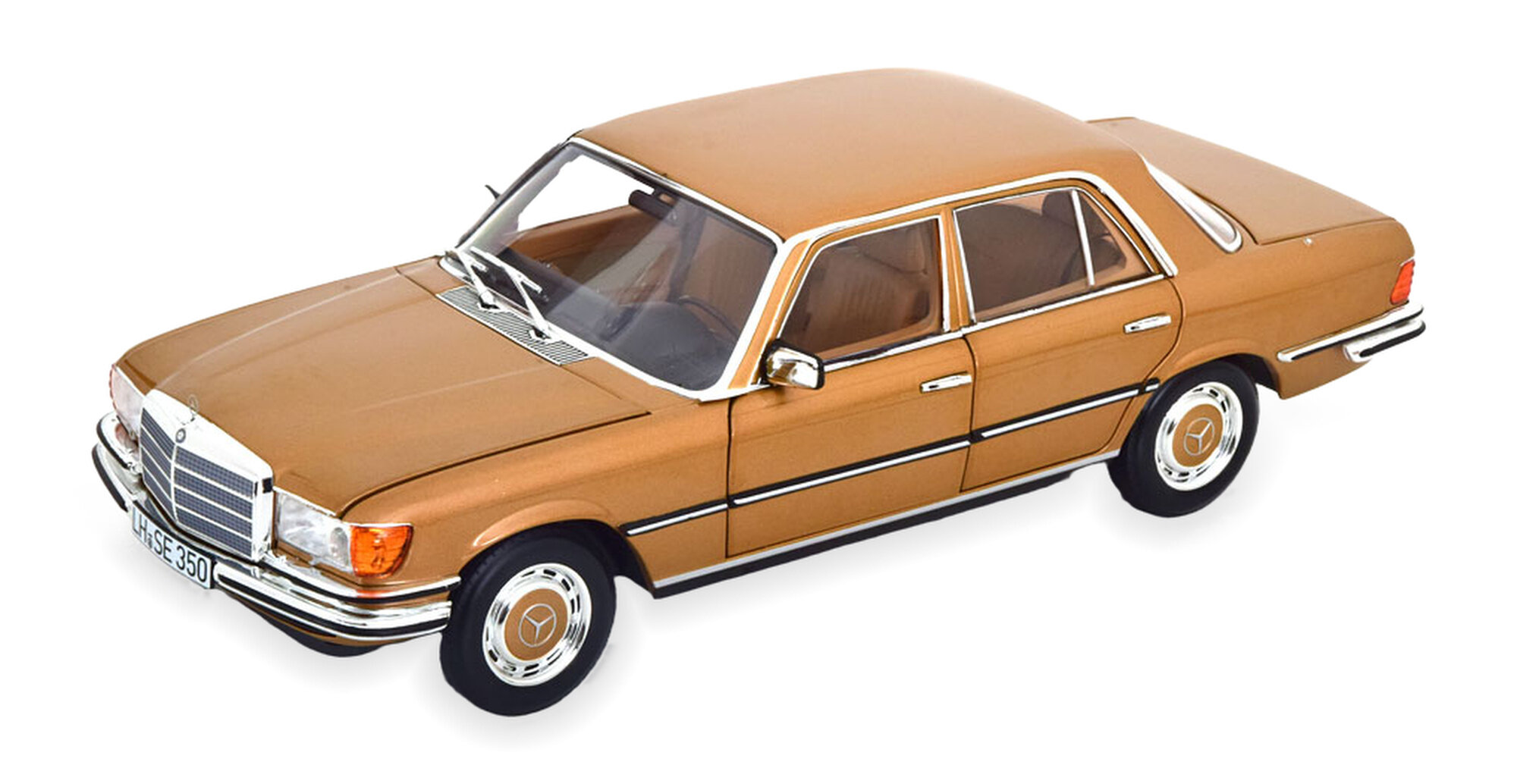 Модель коллекционная NOREV Mercedes W116 350 se 1973 limited edition 500 pcs / мерседес с-класс золотистый металлик