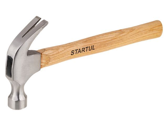 Молоток строительный с гвоздодером 560гр STARTUL MASTER кованый, с деревянной ручкой, слесарно-столярный инструмент (ST2002)