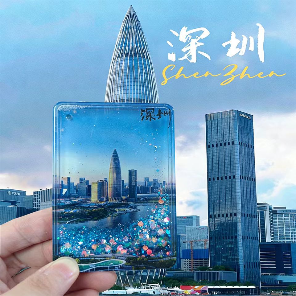 Акриловый магнит на холодильник с текучим песком, хит продаж в стиле Xiaohongshu, с изображением городских достопримечательностей и исторических мест, туристический.