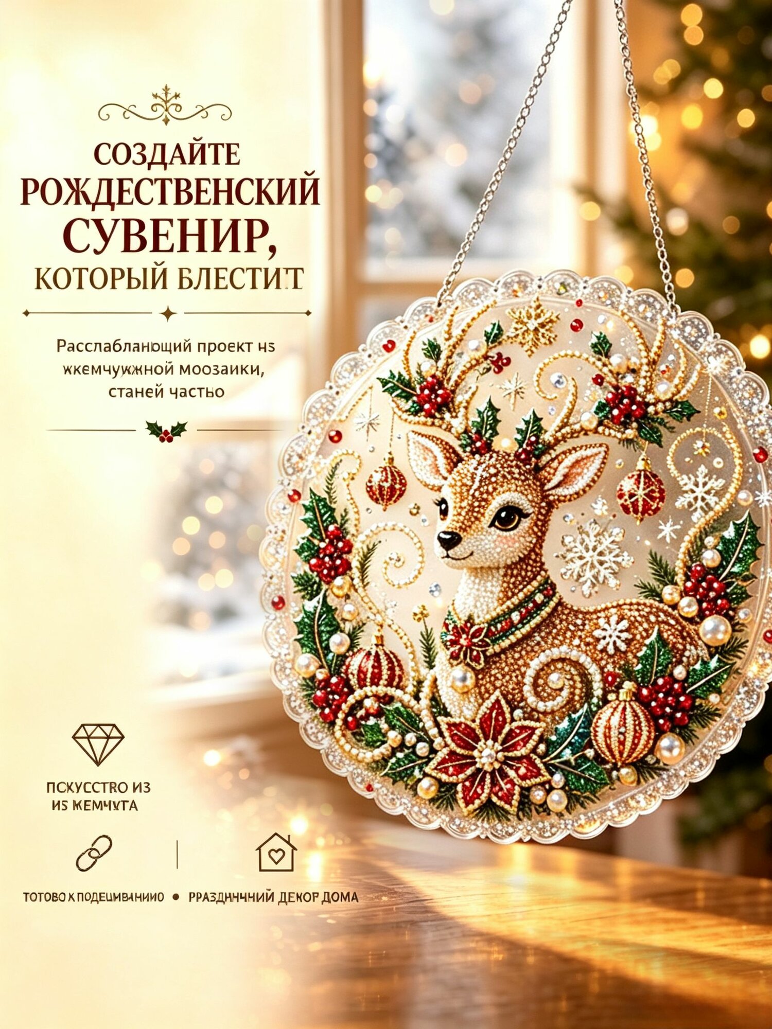 Подвеска из алмазной мозаики Санта-Клауса DIY Набор ручной работы