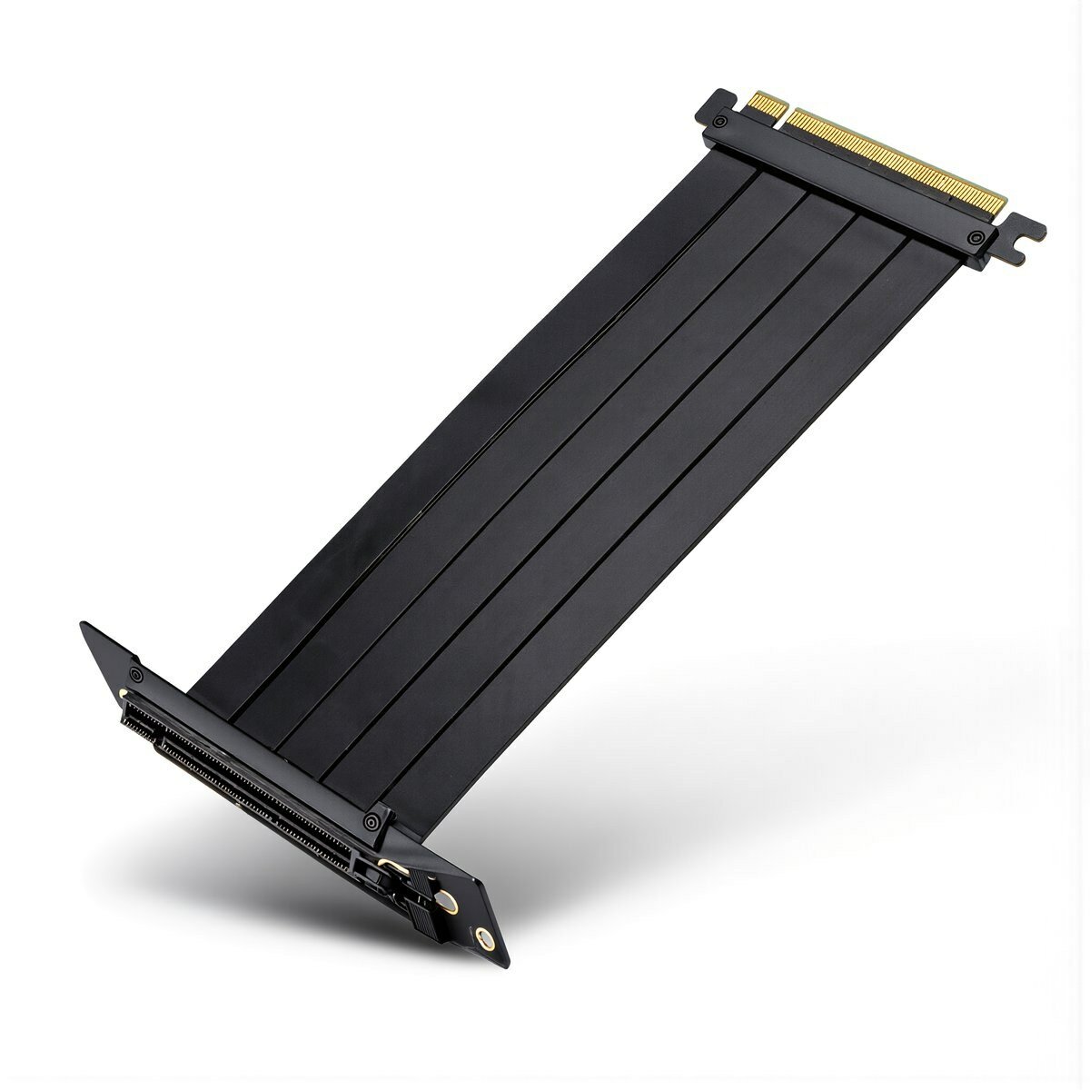 Кабель удлинитель PCI-E 4.0 X16 длиной 20 см черный угол 90 градусов с защитой от помех позолоченные контакты для видеокарты, 15cm