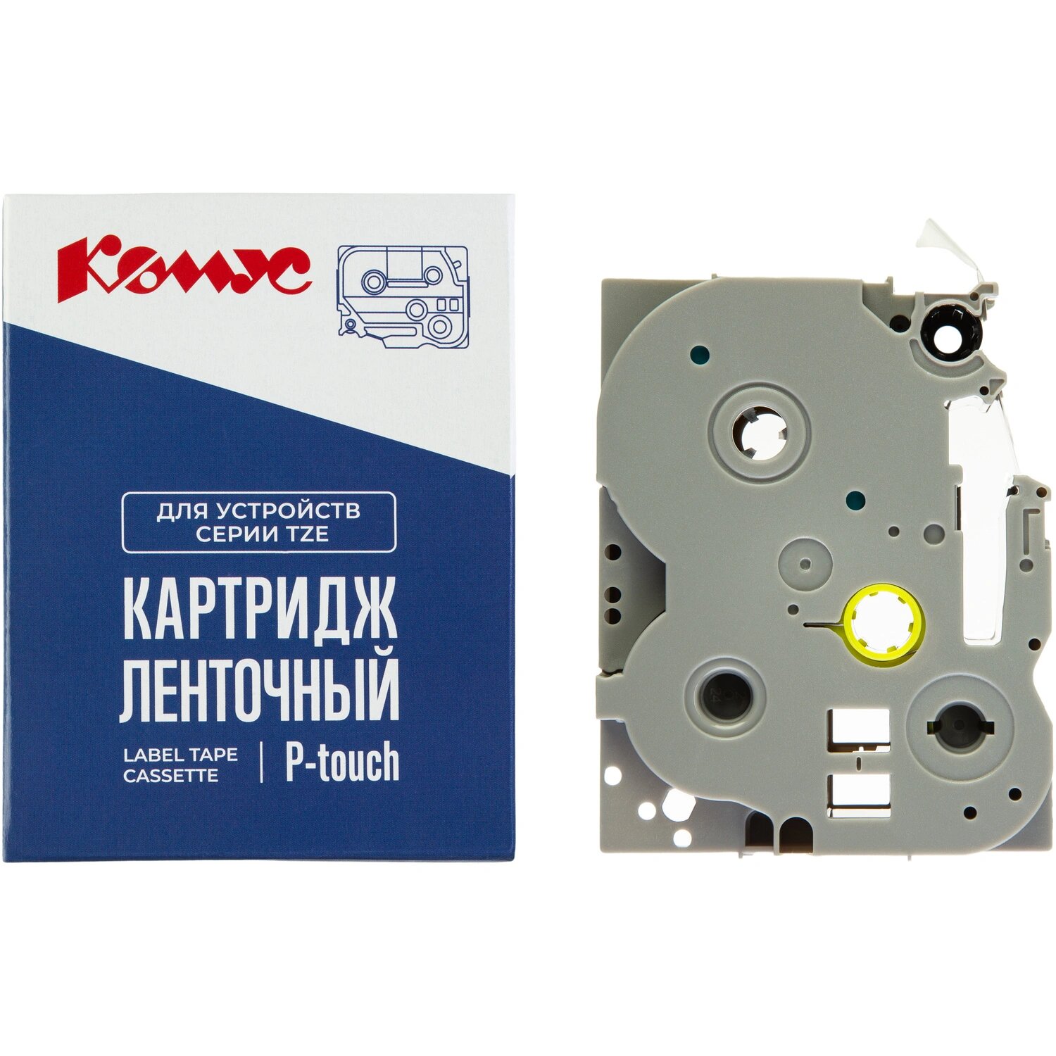 Комус Картридж Комус TZE-132 для принтера этикеток Brother (12 мм х 8 м, цвет ленты прозрачный, шрифт красный)