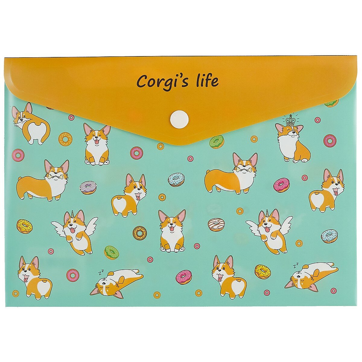 Папка -конверт «Corgi's life» А5 на кнопке