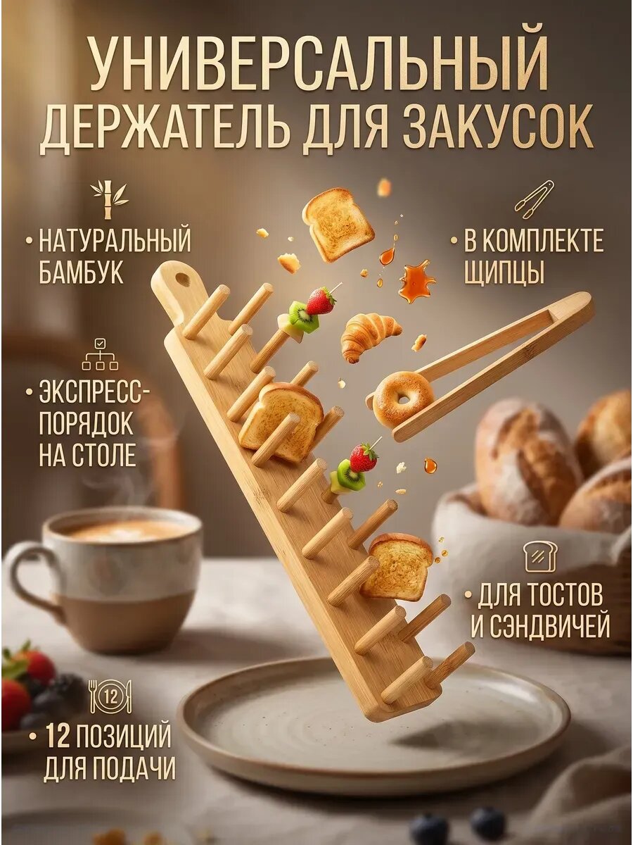 Бамбуковая подставка для тако на 8 порций